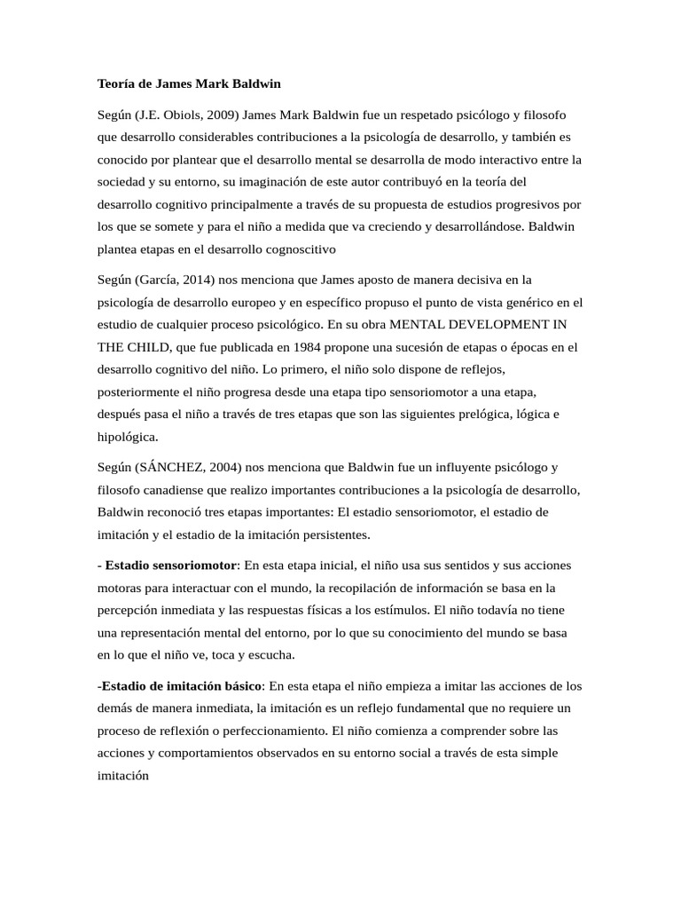 Teoría de James Mark Baldwin | PDF | Sicología | Aprendizaje
