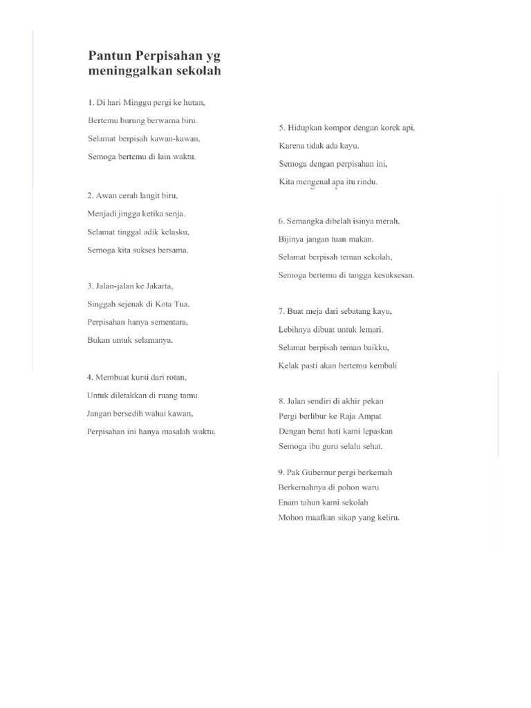 Pantun Perpisahan | PDF