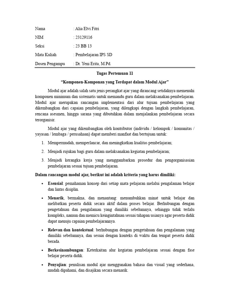 Tugas Pertemuan 11 IPS - Alia Elvi Fitri - 23129116 | PDF
