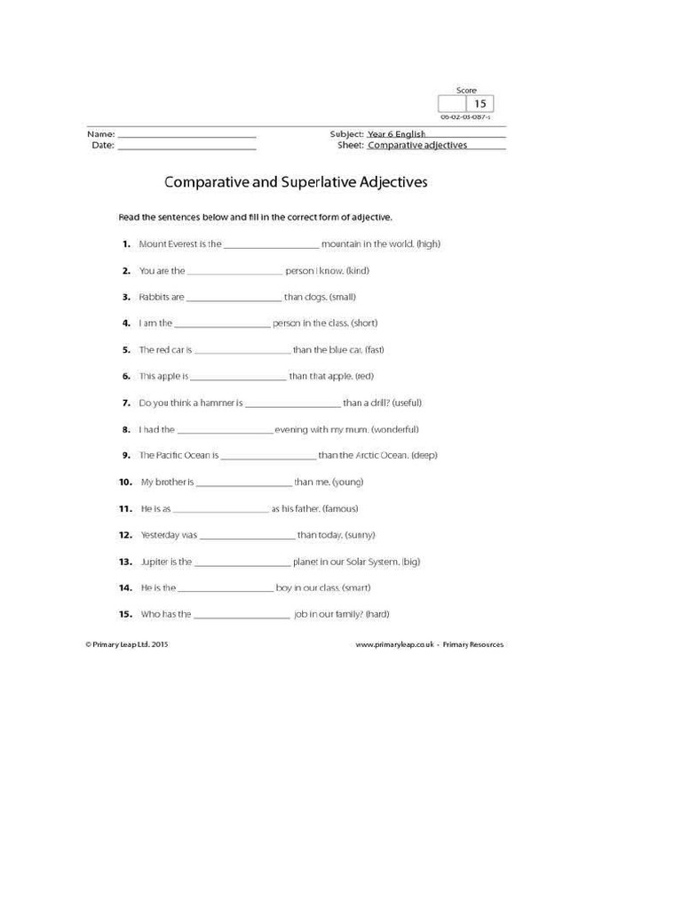 Comparison of Adjectives | PDF