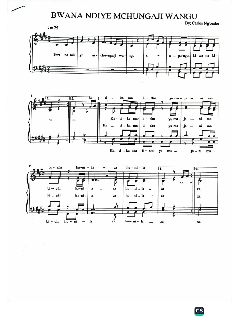 Bwana Ndiye Mchungaji Wangu | PDF