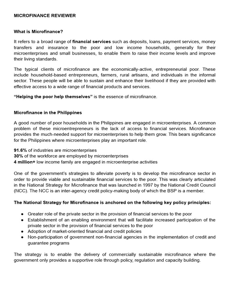 MICROFINANCE | PDF | Insurance | Financial Inclusion