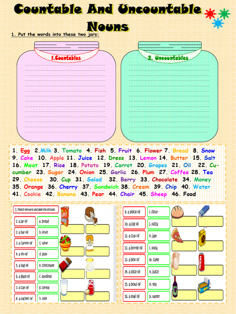 Countable and Uncountable Nouns - First Workshop | PDF | Asian Cuisine | Food And Drink