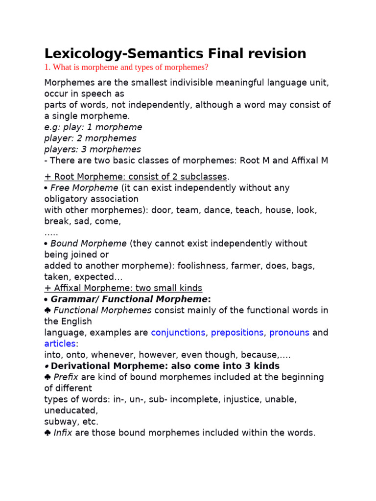 Lexicology Semantics Final | PDF | Word | Idiom