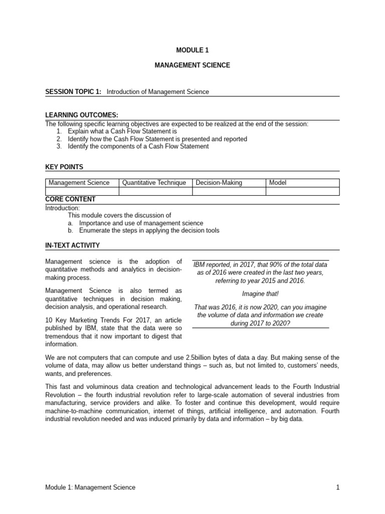 MODULE 1 Introduction | PDF | Decision Making | Mathematical Model