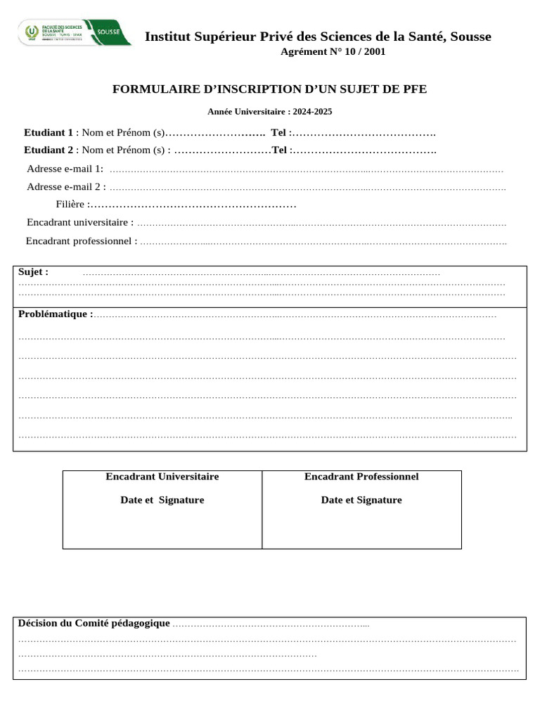 Demande D'un Sujet PFE 2024-2025 | PDF