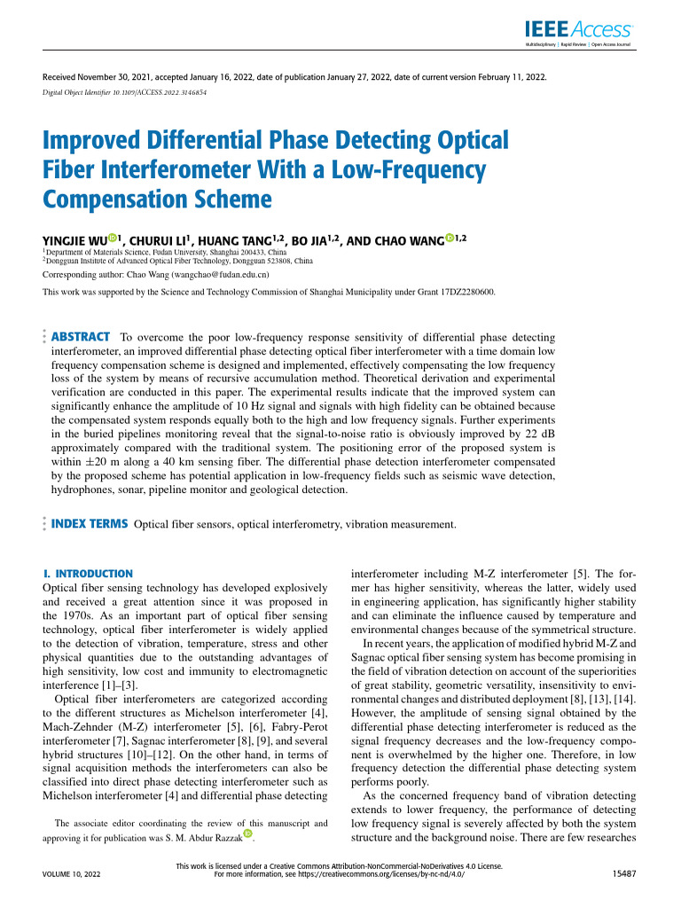 Improved Differential Phase Detecting Optical Fiber Interferometer With ... Improved Differential Phase Detecting Optical Fiber Interferometer With ...