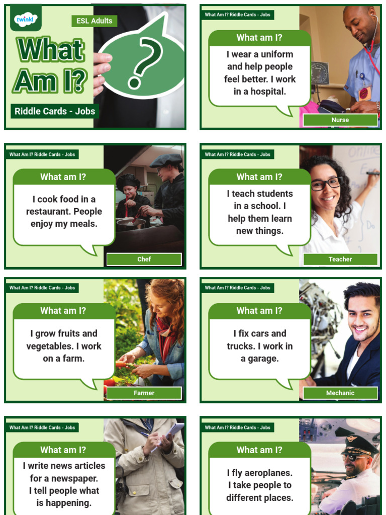 job riddles | PDF | English As A Second Or Foreign Language | Language ...