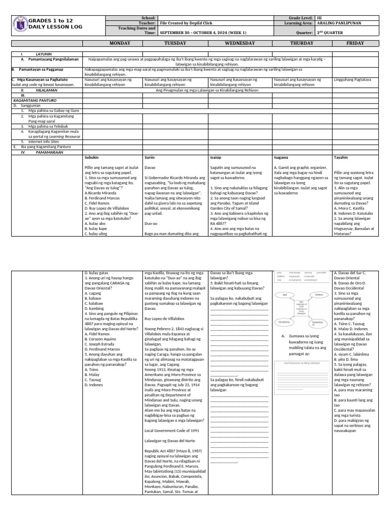 DLL Araling-Panlipunan-3 Q2 W1 | PDF