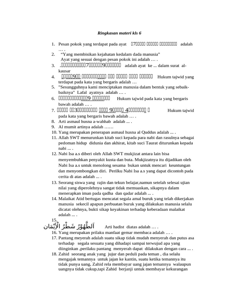 Ringkasan Materi Kls 6 | PDF