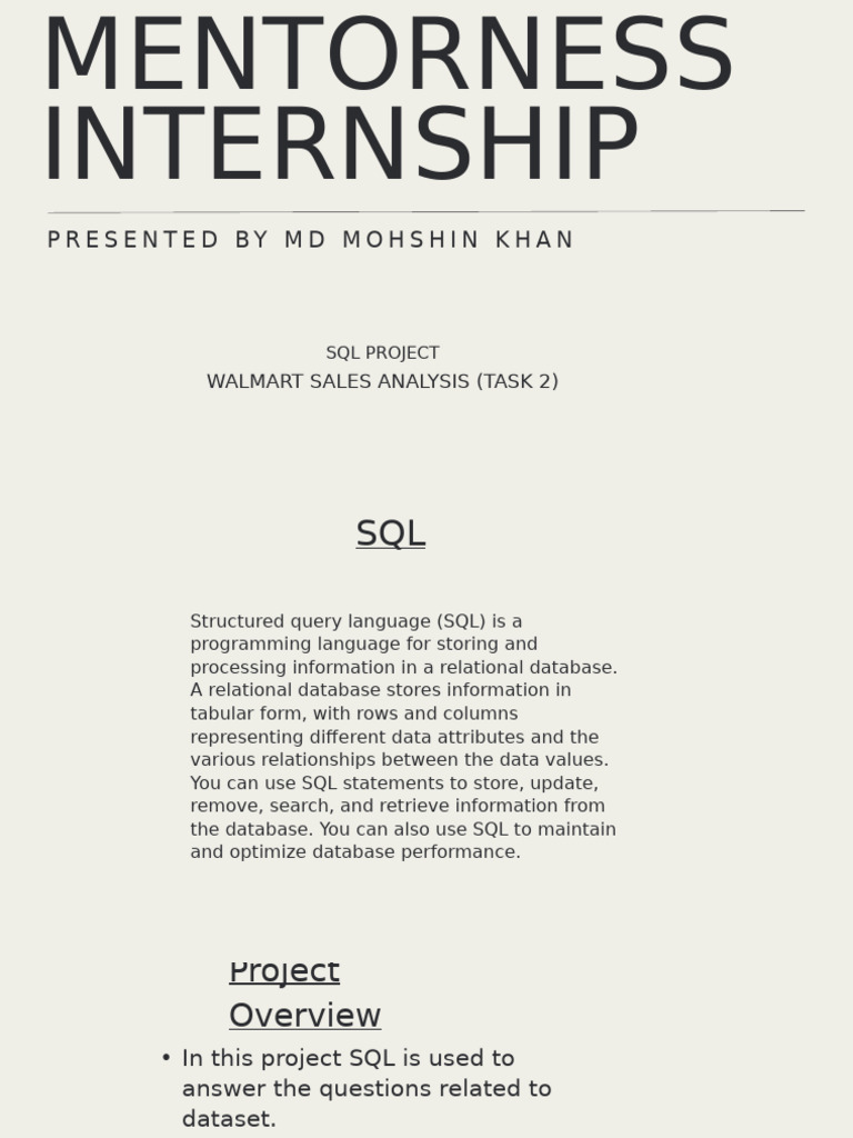 Mentorness Internship Task-2 | PDF | Relational Model | Databases