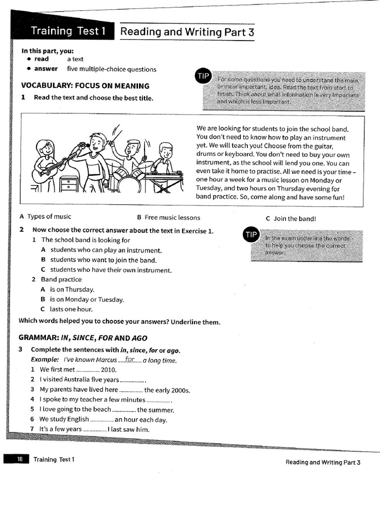 A2 KET Trainer 2020 Edition 2 Test 1 | PDF