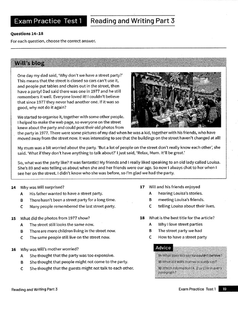 A2 KET Trainer 2020 Edition 2 Test 1 | PDF