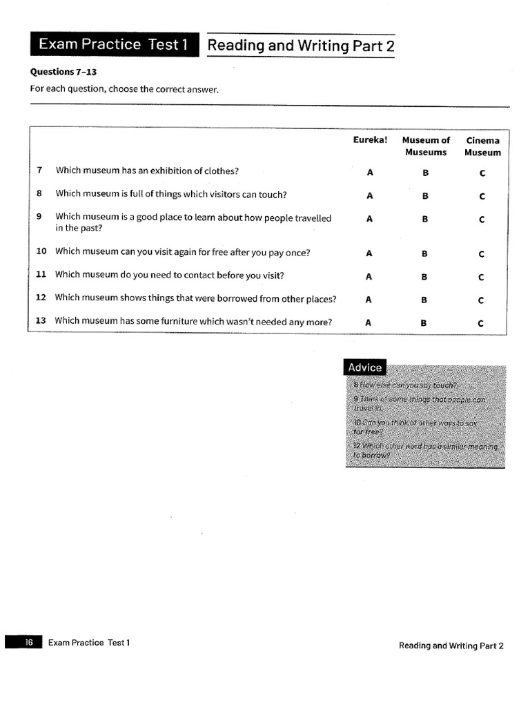 A2 KET Trainer 2020 Edition 2 Test 1 | PDF