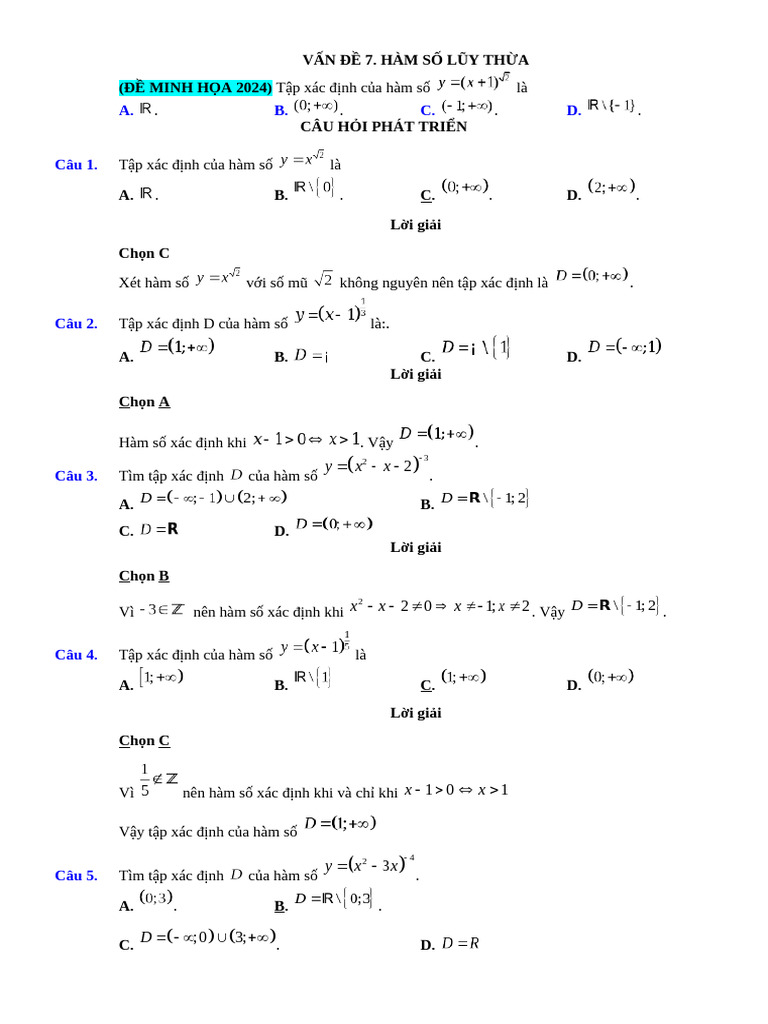 Van de 7. Ham So Luy Thua - Dapan | PDF