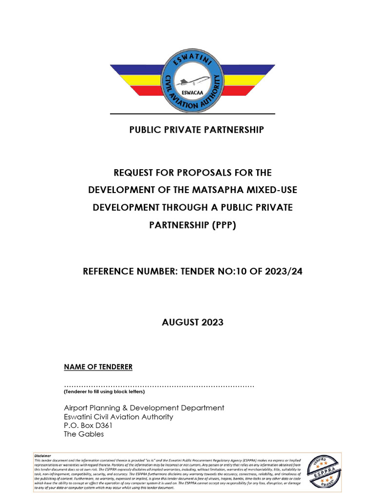 Approved Tender No.10 of 202324-Request For Proposal For Mixed-Used Development PPP | PDF ...