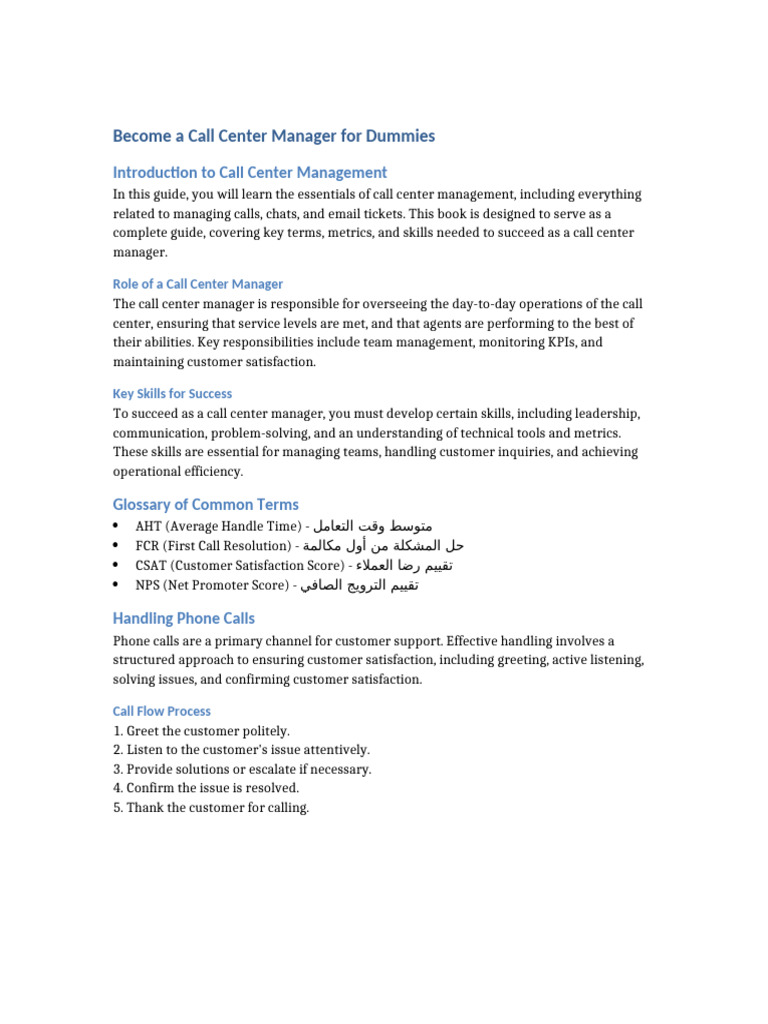 Essential Guide to Call Center Management | PDF | Career & Growth ...