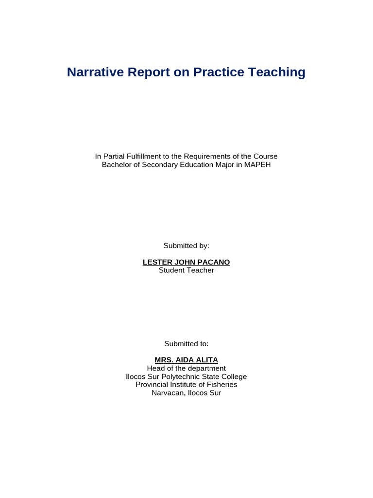 Practice Teaching Narrative Report | PDF | Teachers