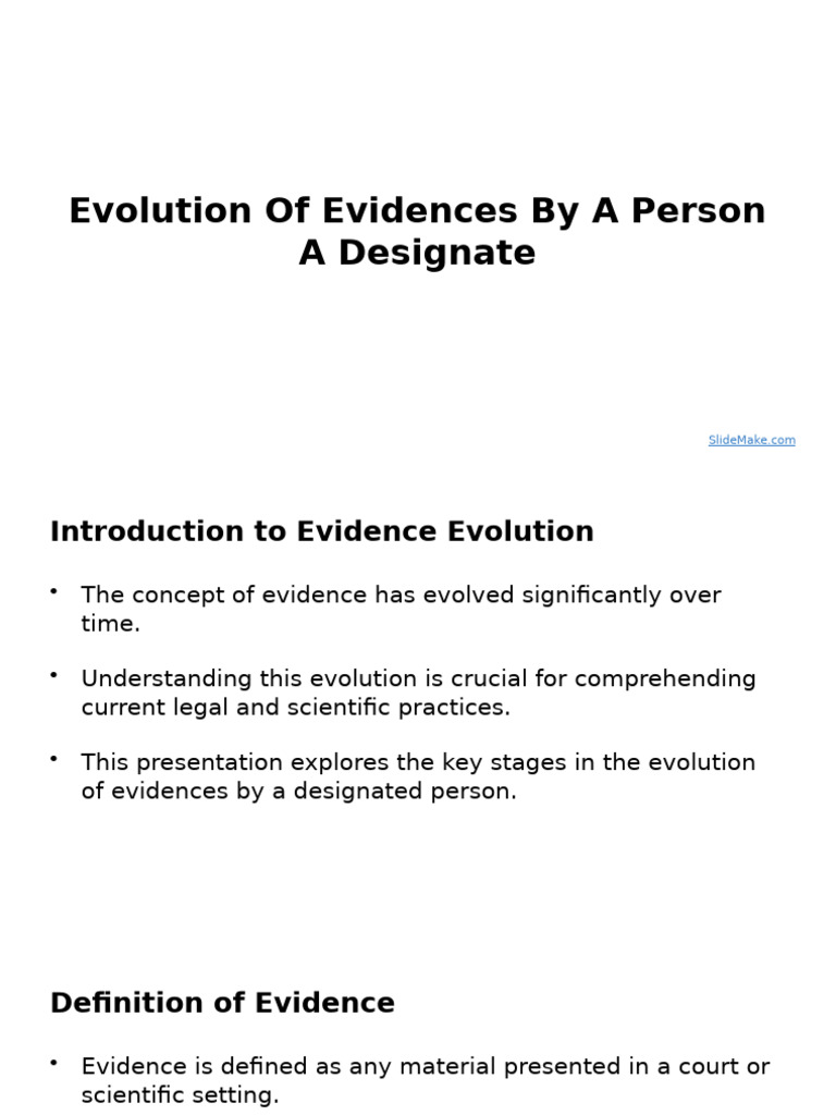 Evolution of Evidences by A Person A Designate | PDF | Evidence ...