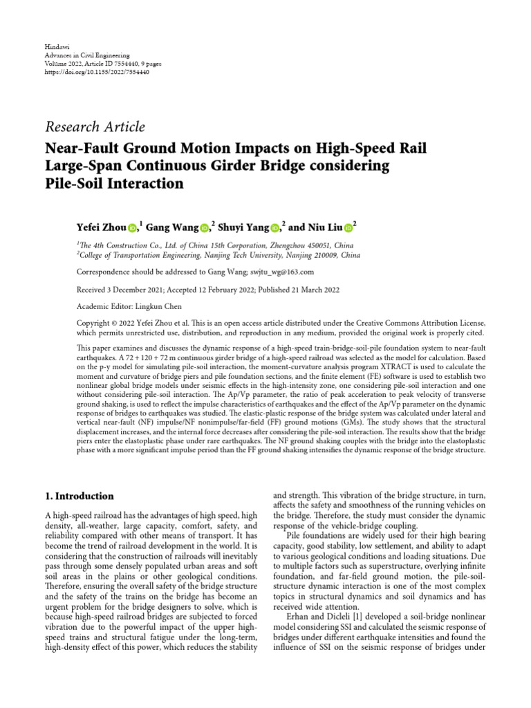 Near-Fault Ground Motion Impacts On High-Speed Rai | PDF | Seismology | Deep Foundation