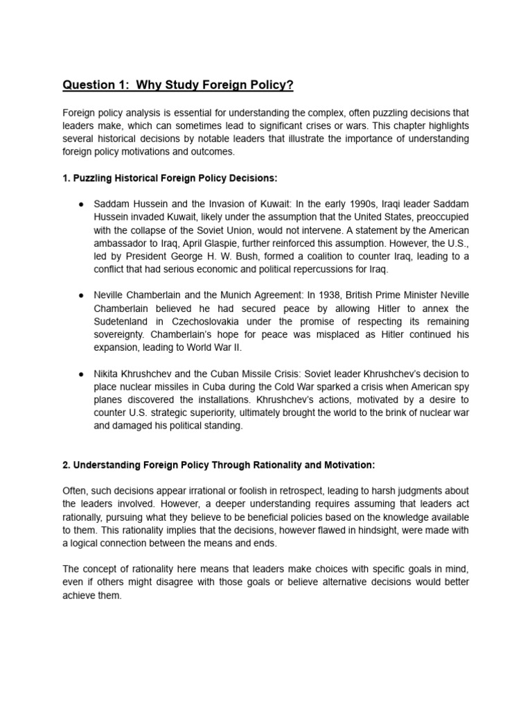 Analyzing Historical Foreign Policy Decisions | PDF | Policy | Decision ...