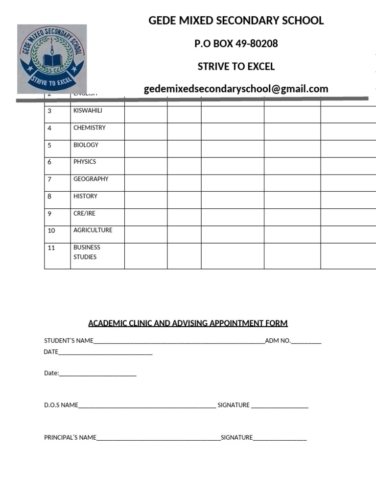 Academic Clinic Appointment Form | PDF
