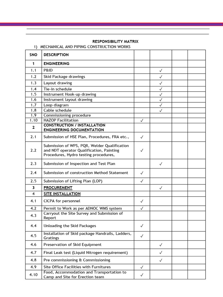 Scope Matrix - Epc Project | PDF | Mechanical Engineering ...