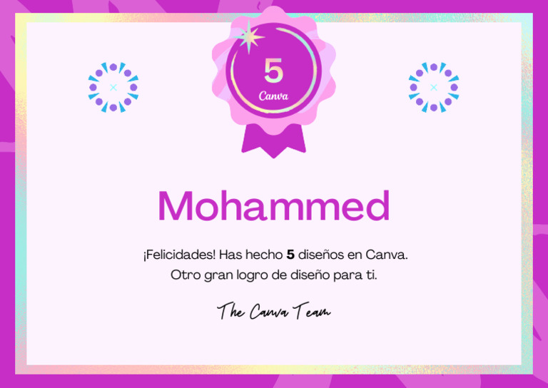 Insignia Por Haber Creado 5 Diseños en Canva | PDF