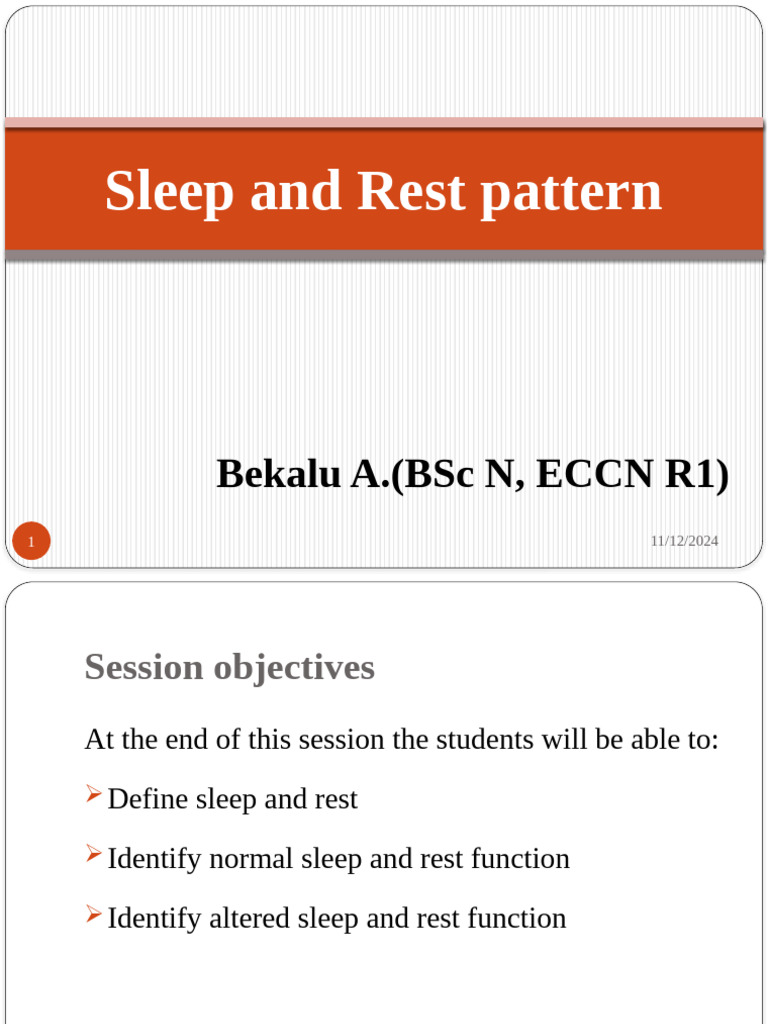 Sleep and Rest Pattern | PDF | Sleep | Insomnia