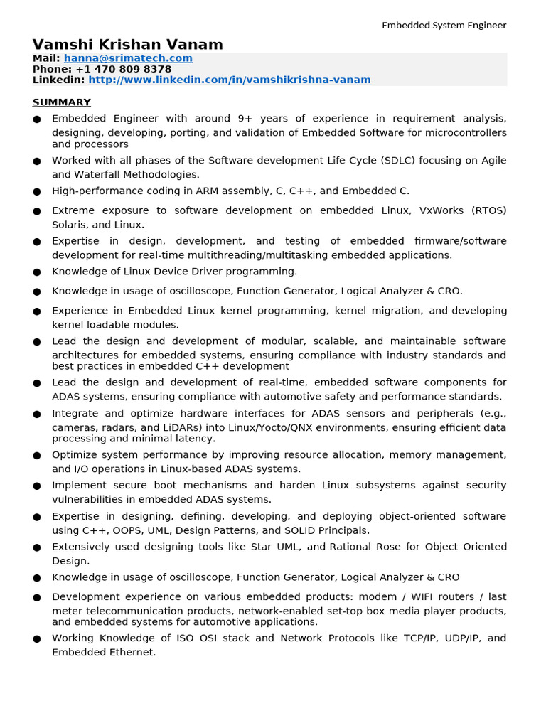 Vamshi Krishna Embedded System | PDF | Embedded System | Kernel (Operating System)