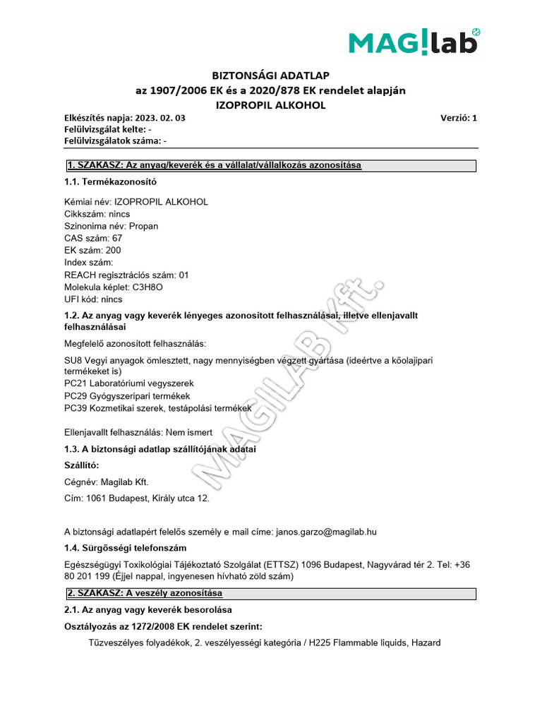 ALCOHOL-ISOPROPYLICUS BT | PDF