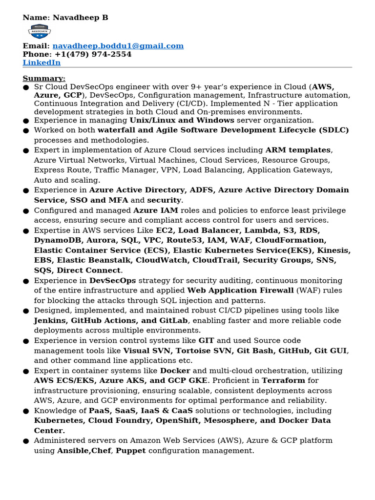 Devsecops Navadheep | PDF | Microsoft Azure | Cloud Computing