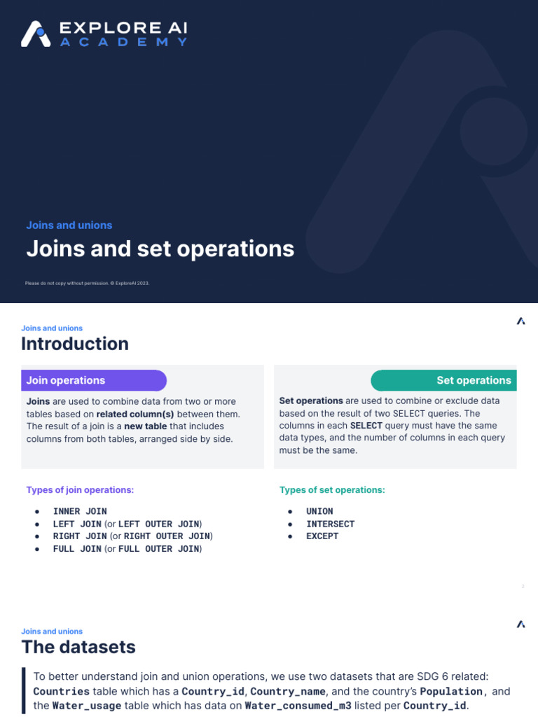 Joins and Set Operations (Slides) | PDF | Information Retrieval | Data Management
