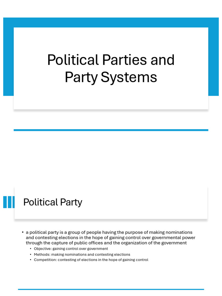 Political Parties and Party Systems - Functions | PDF | Politics | Social Science