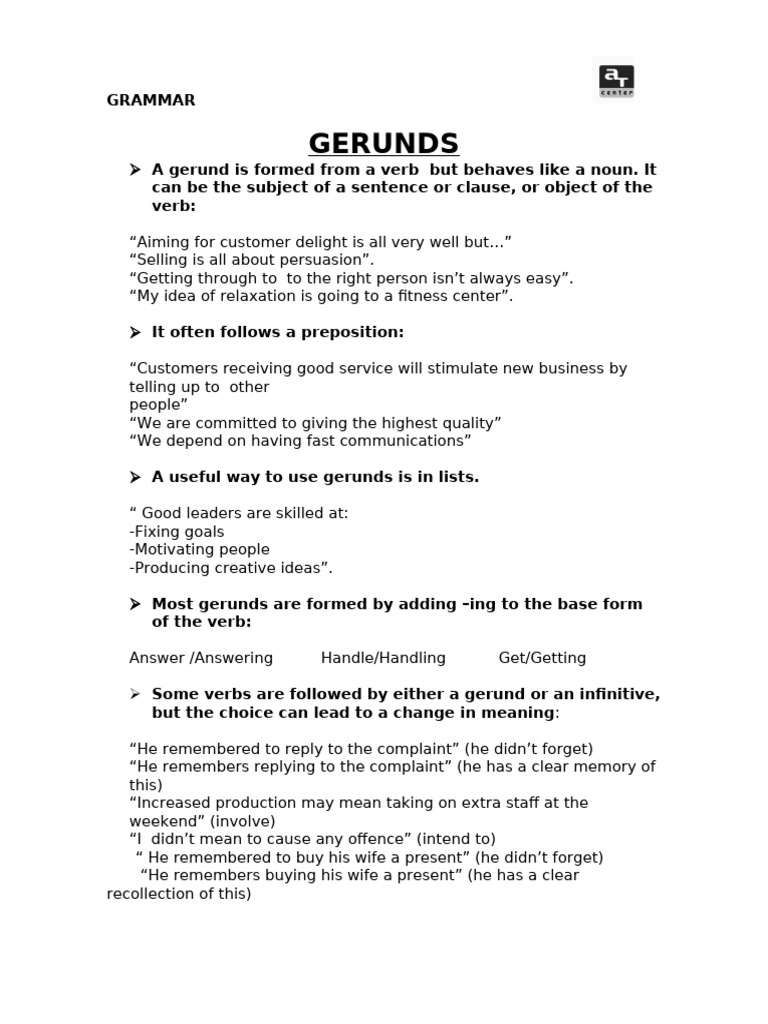 Gerunds TO INFINITIVE Presentation and Practice | PDF | Morphology ...