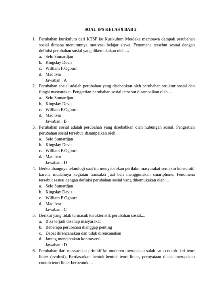 Soal G-Eval (2) Ips Kelas 9 | PDF