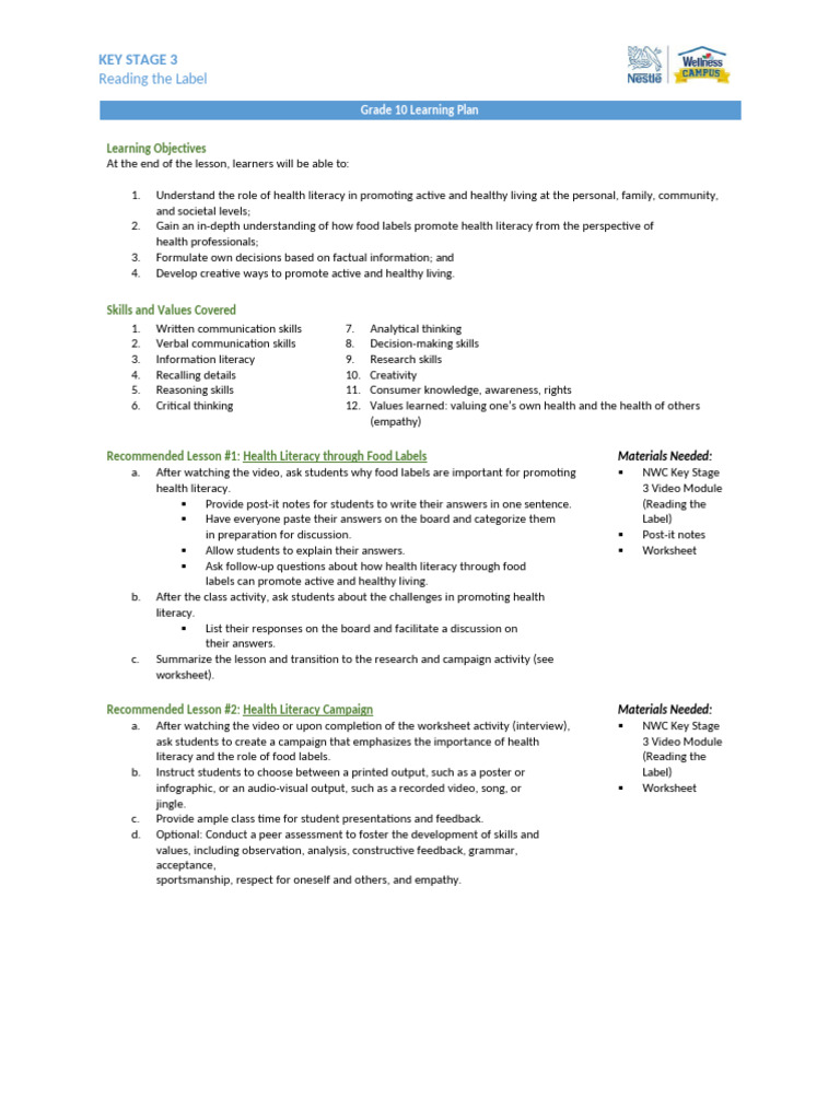 KS3 Grade 10 Learning Plan | PDF | Literacy | Learning