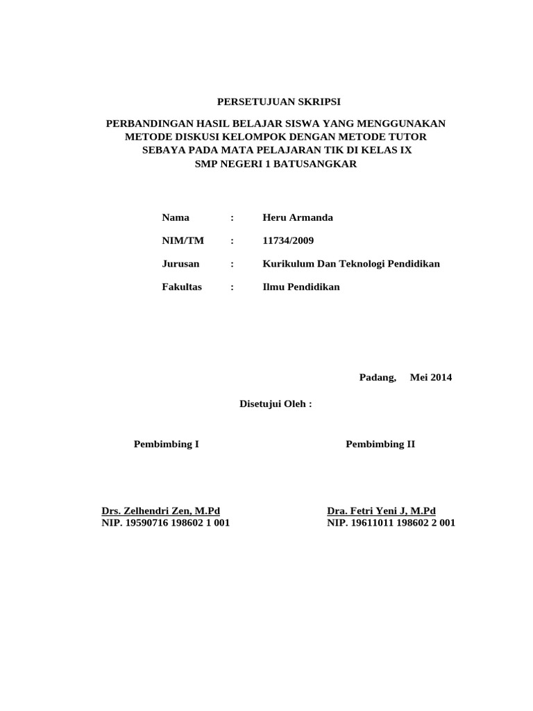 22.persetujuan Skripsi Bru | PDF