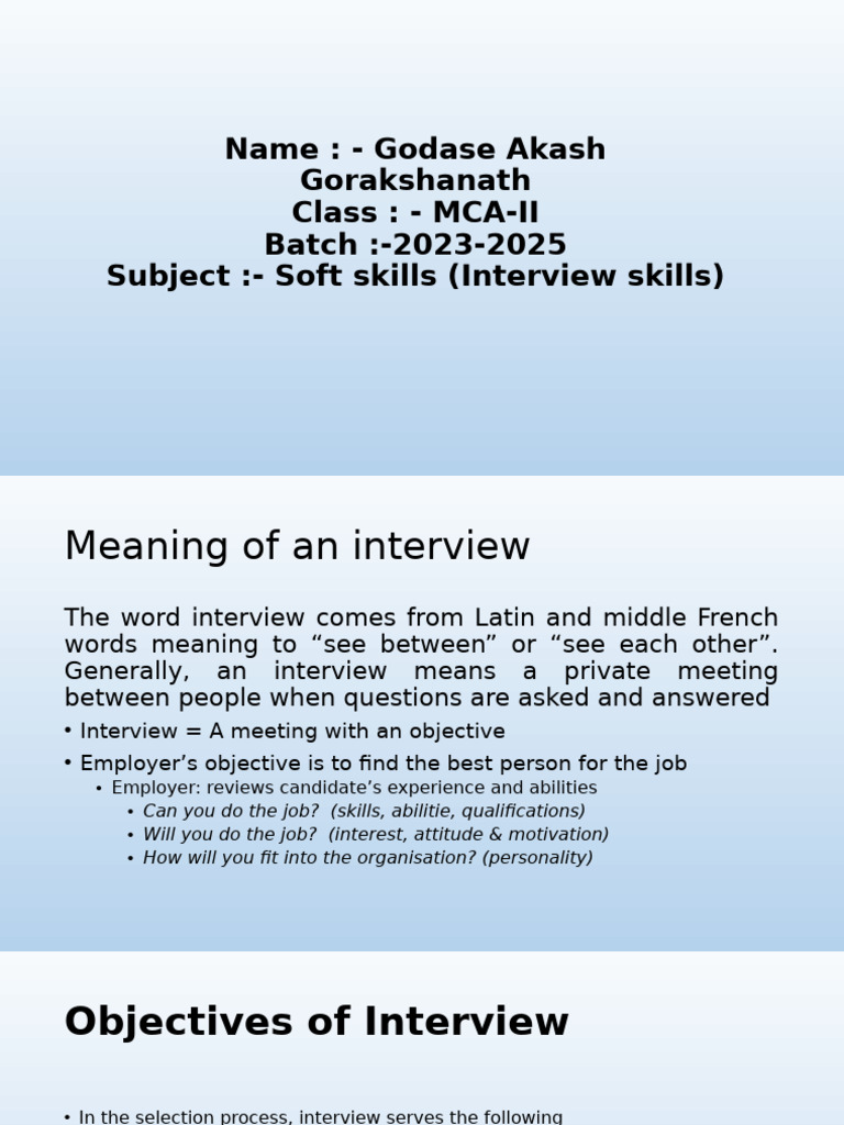 Interview Skills | PDF | Interview | Job Interview
