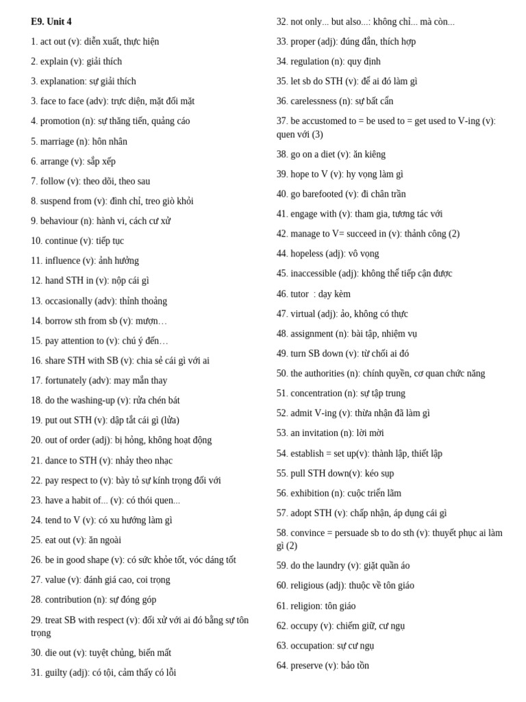 E9. Unit 4 WORKBOOK | PDF