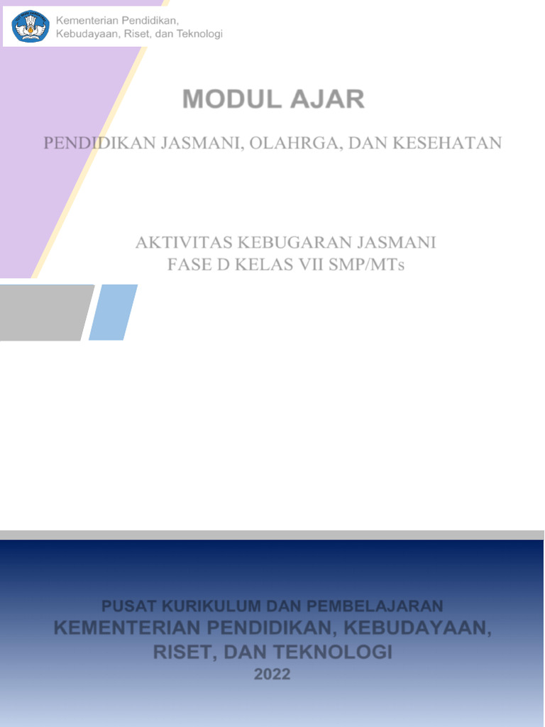 Modul Ajar Pendidikan Jasmani, Olahraga, Dan Kesehatan (PJOK) - Aktivitas Kebugaran Jasmani ...