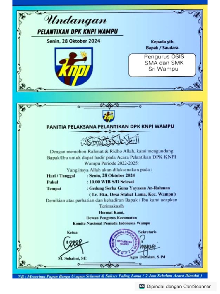 Undangan Osis Sma Dan SMK Sri Wampu | PDF