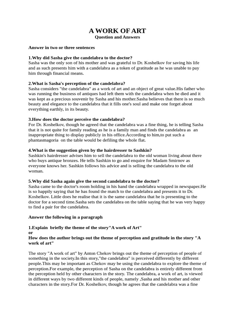Perceptions of Art in Chekhov's Story | PDF | Gratitude