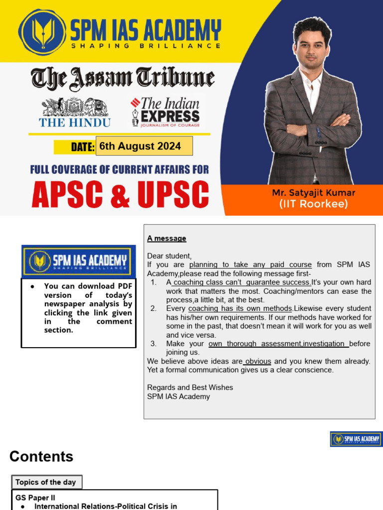 6th August 2024 | PDF | Arab Spring | Bashar Al Assad