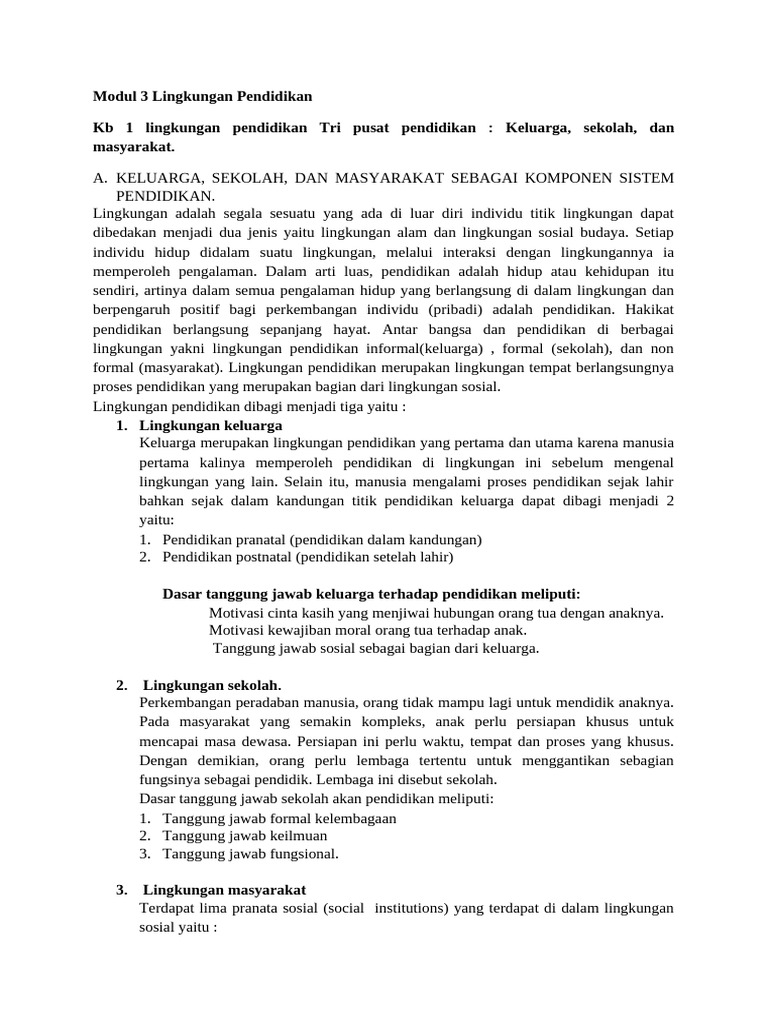 Modul 3 Lingkungan Pendidikan | PDF | Kesehatan Holistik