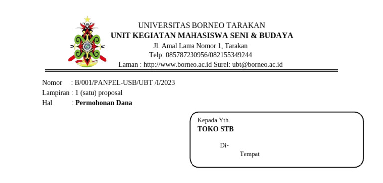 Amplop Surat Pengantar Proposal Toko STB | PDF