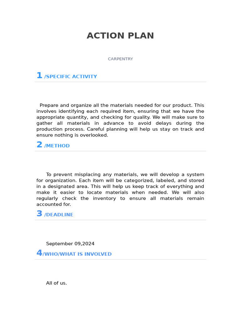 Making Unique Table Action Plan | PDF | Business