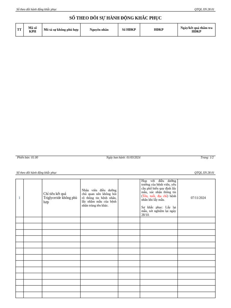 QTQL - XN.28.01 So Theo Doi HDKP | PDF