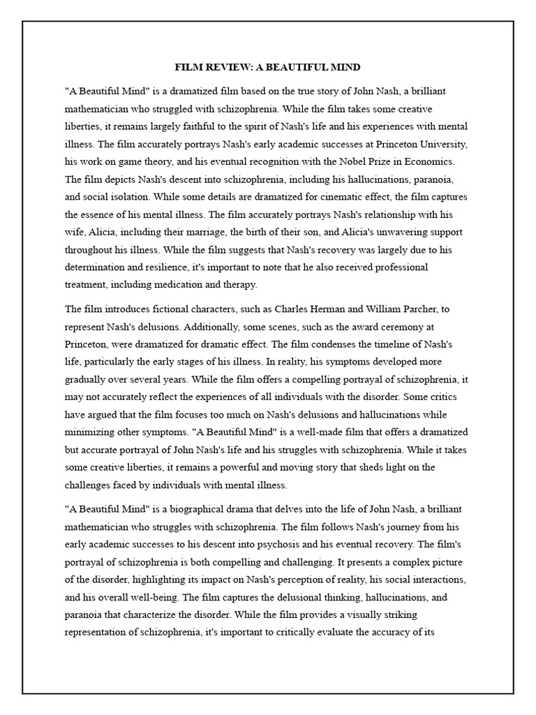 A Beautiful Mind | PDF | Schizophrenia | Mental Disorder