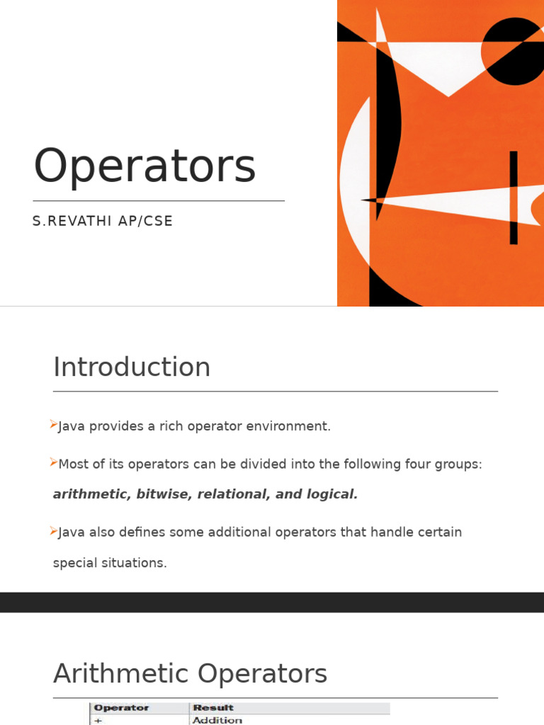 Java Operators Overview: Types & Usage | PDF